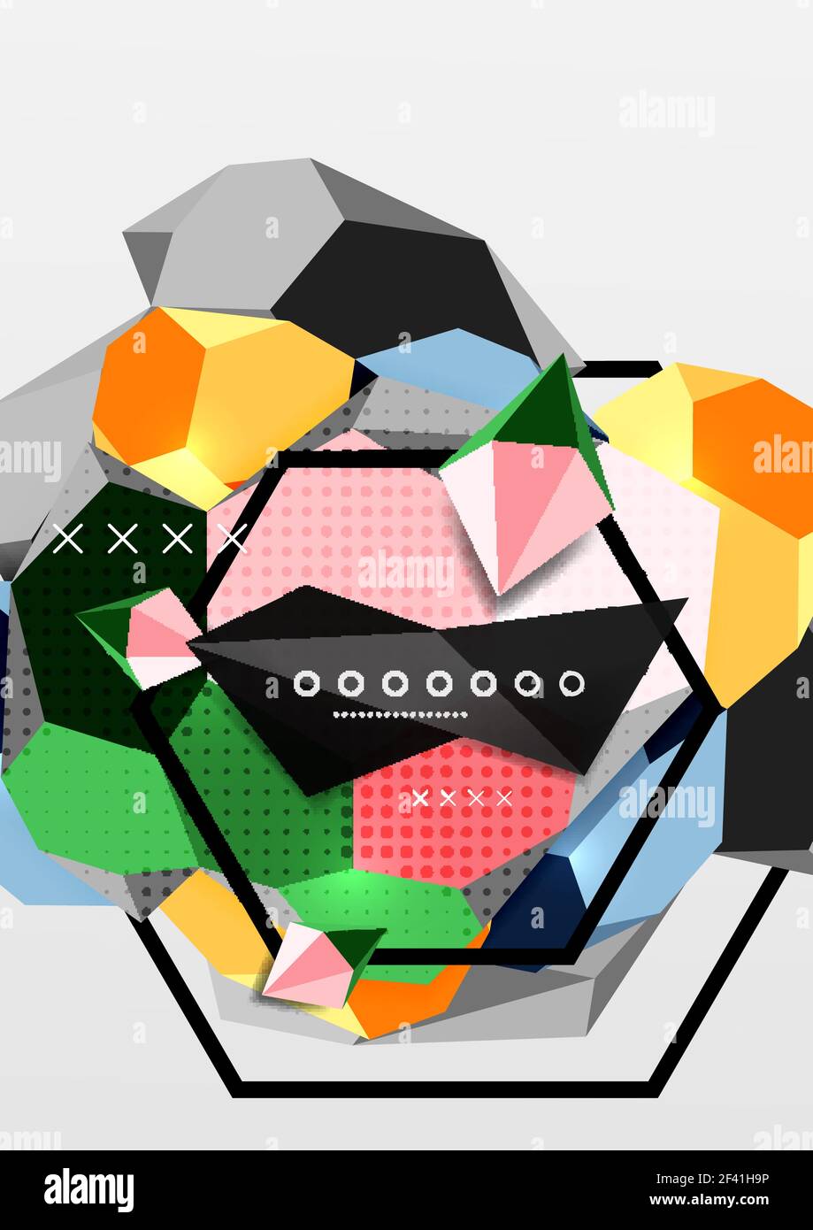 Color 3d geometric composition poster. Color 3d geometric composition ...