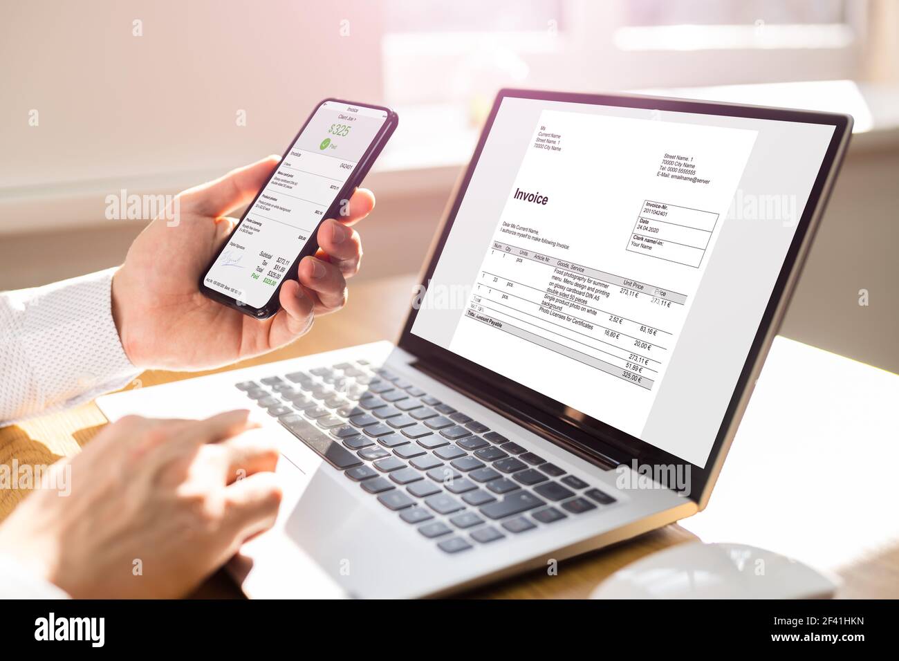 Digital Invoice Document Or Payment Receipt On Mobile Phone Stock Photo ...