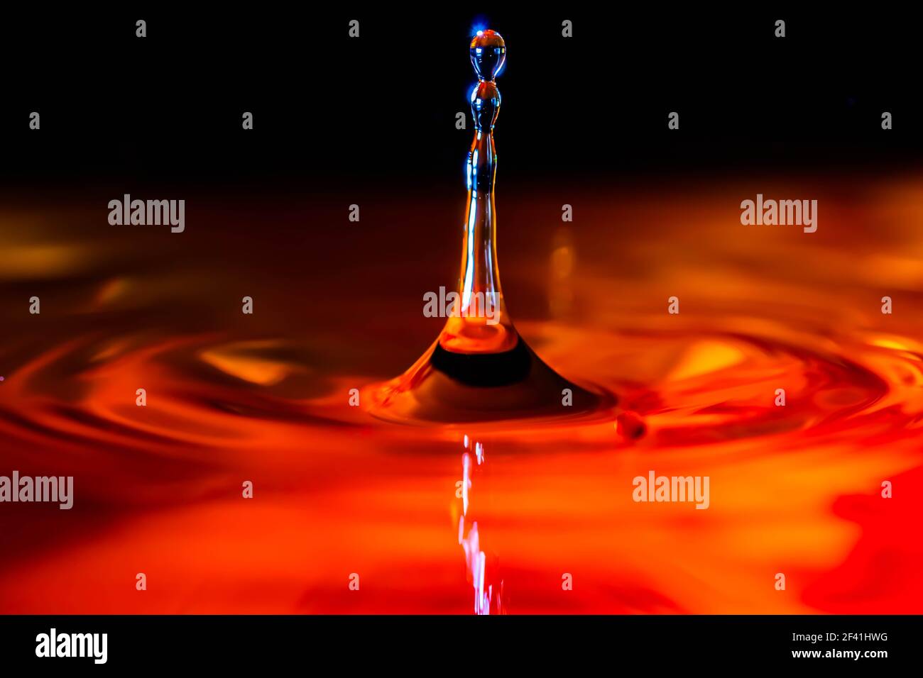 Colored water drop, circle ripples, splash of water, closeup Stock ...