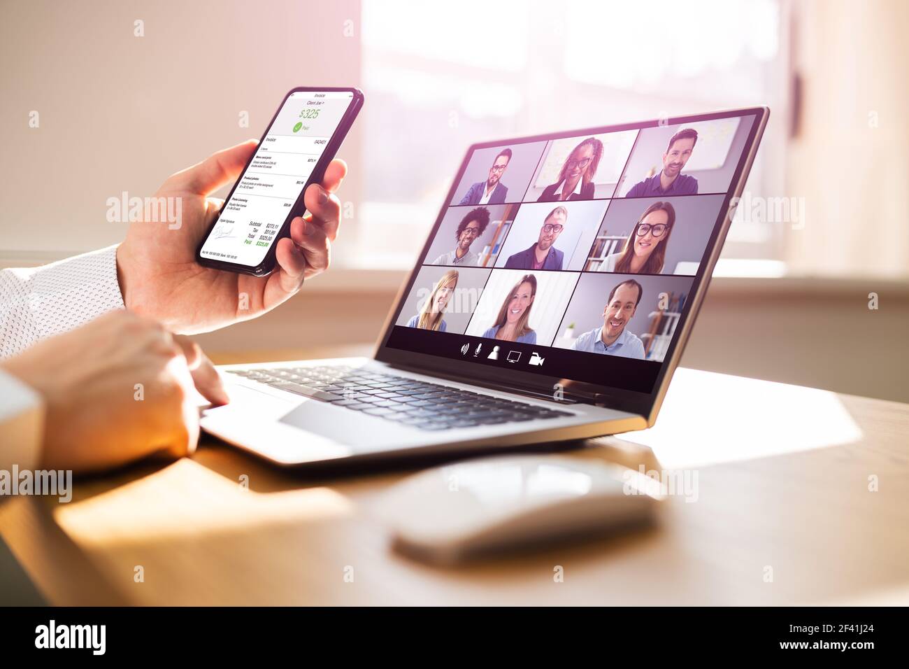 Digital Online Webinar Conference On Laptop Computer Screen Stock Photo ...