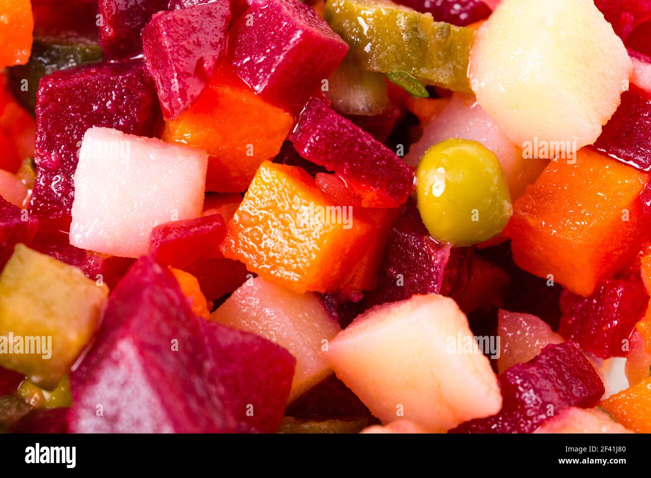 Russian beet salad vinaigrette. Macro. Photo can be used as a whole ...