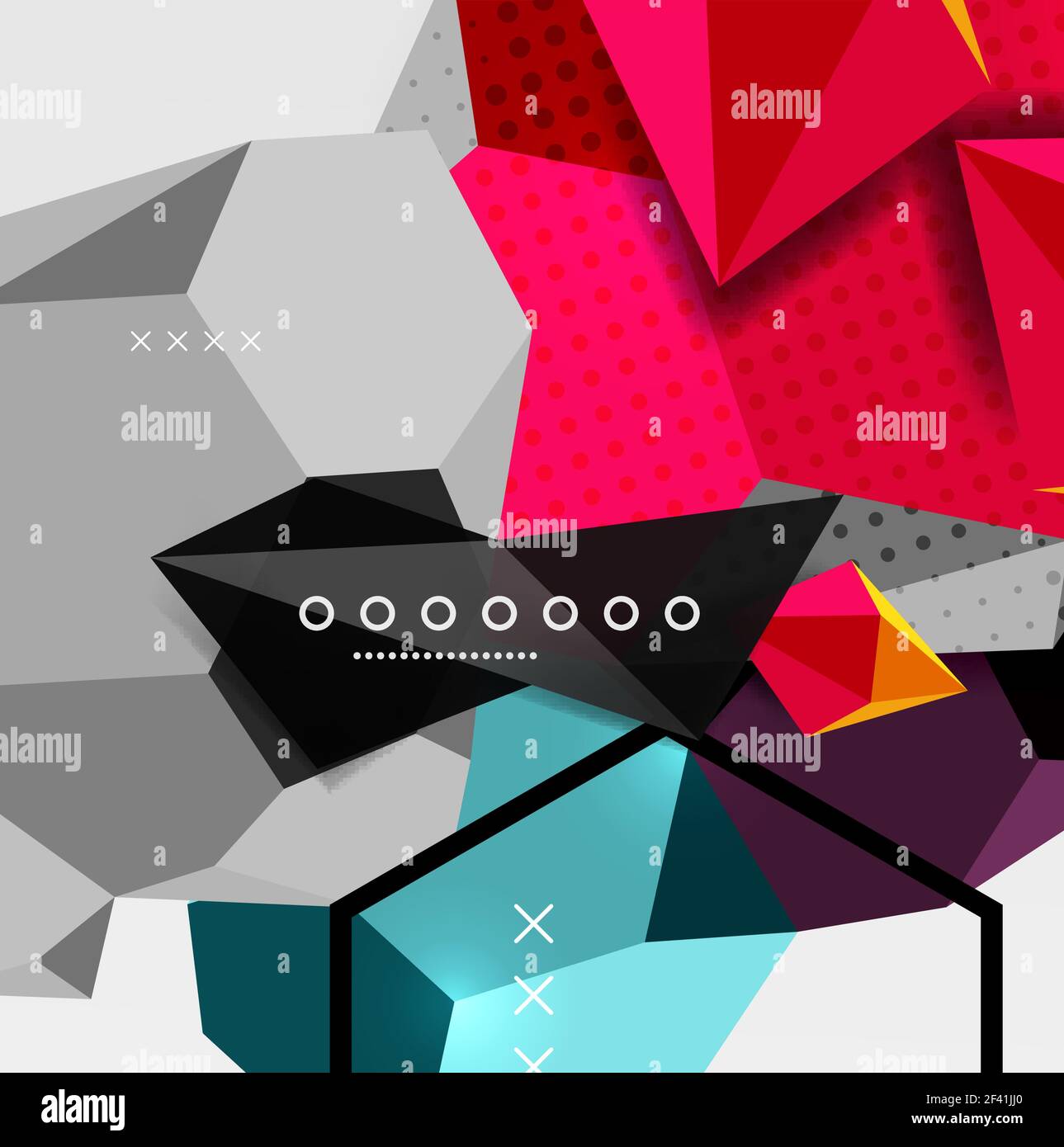 Color 3d geometric composition poster. Color 3d geometric composition ...