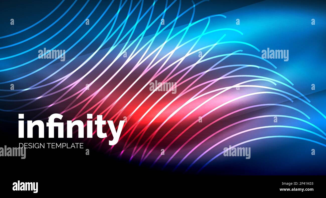 Abstract wave on dark background, shiny glowing neon digital background ...