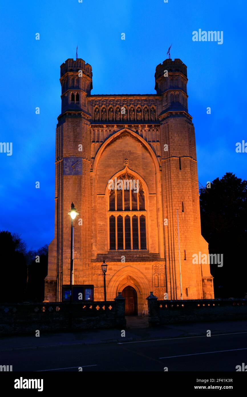 Nightime view of Thorney Abbey, St Mary and St Botolphs church, Thorney ...