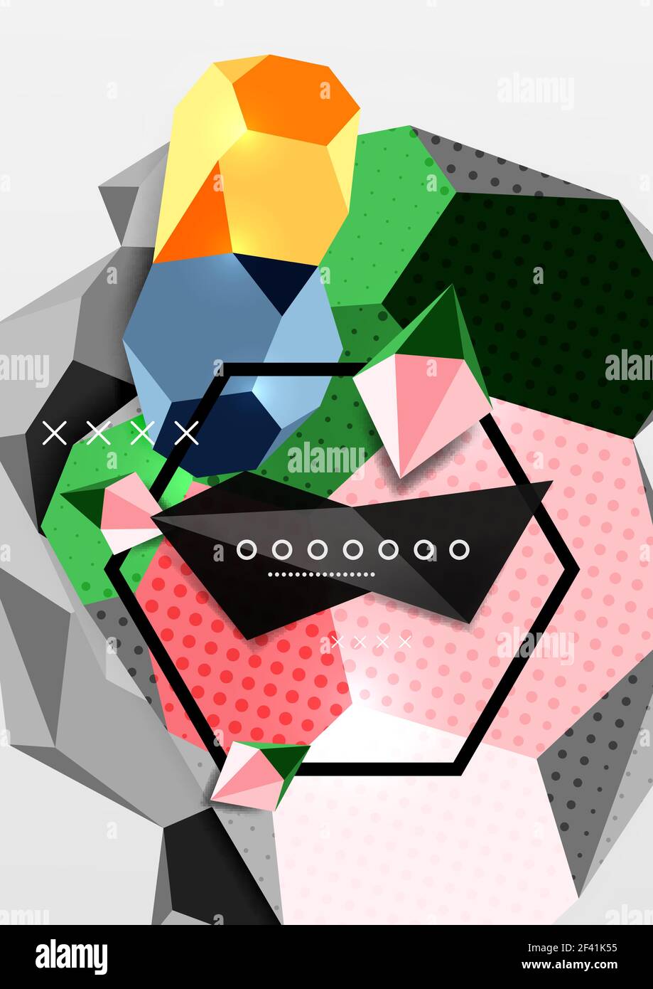 Color 3d geometric composition poster. Color 3d geometric composition ...