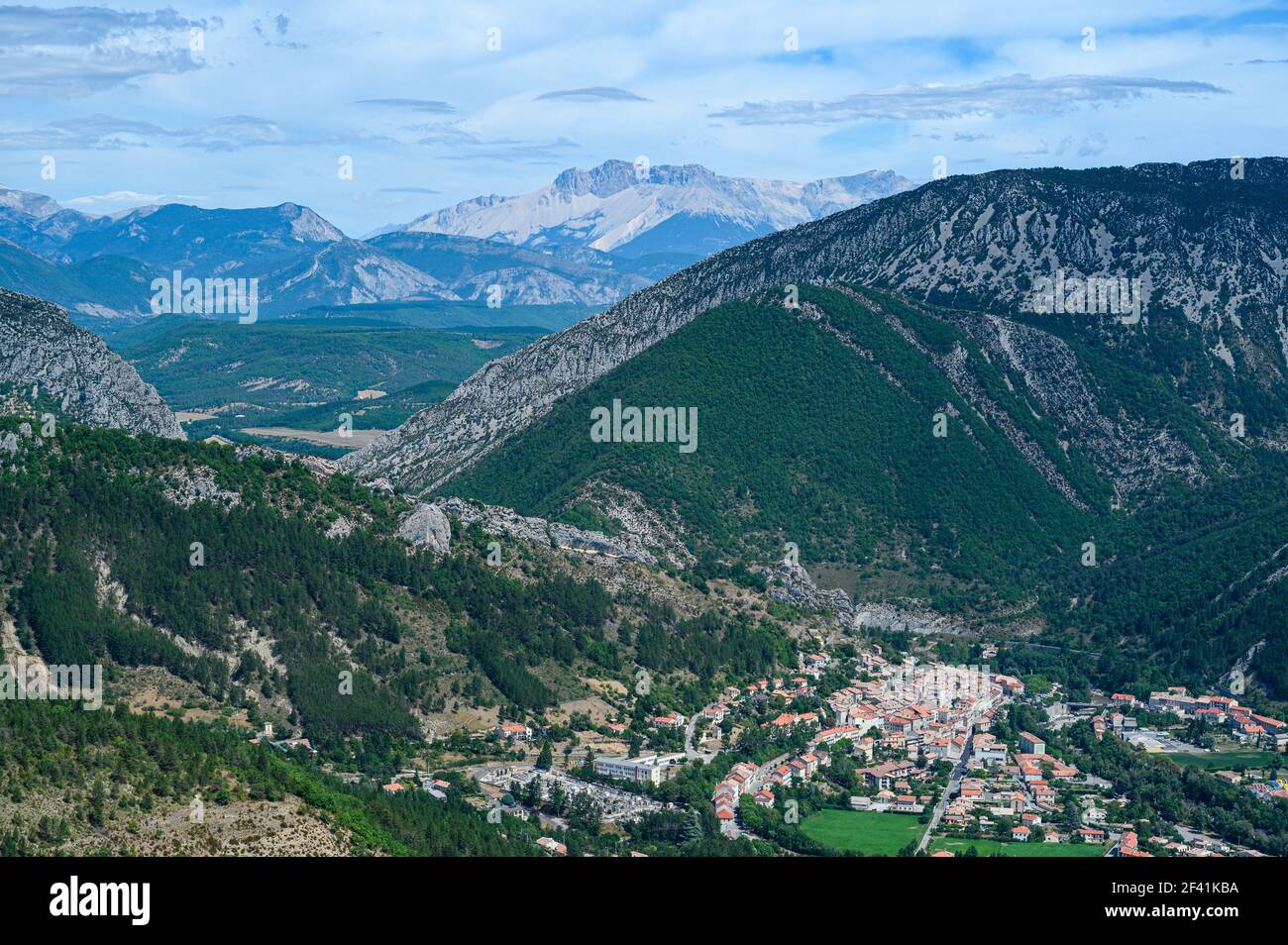 Aerial view of beautiful city of Annecy in the mountain valley in ...