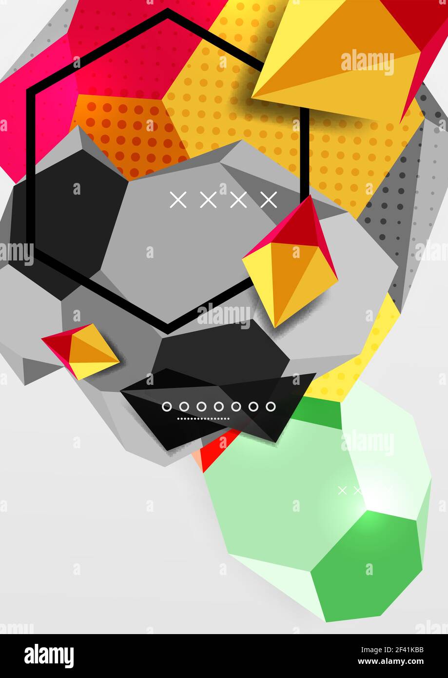 Color 3d geometric composition poster. Color 3d geometric composition ...
