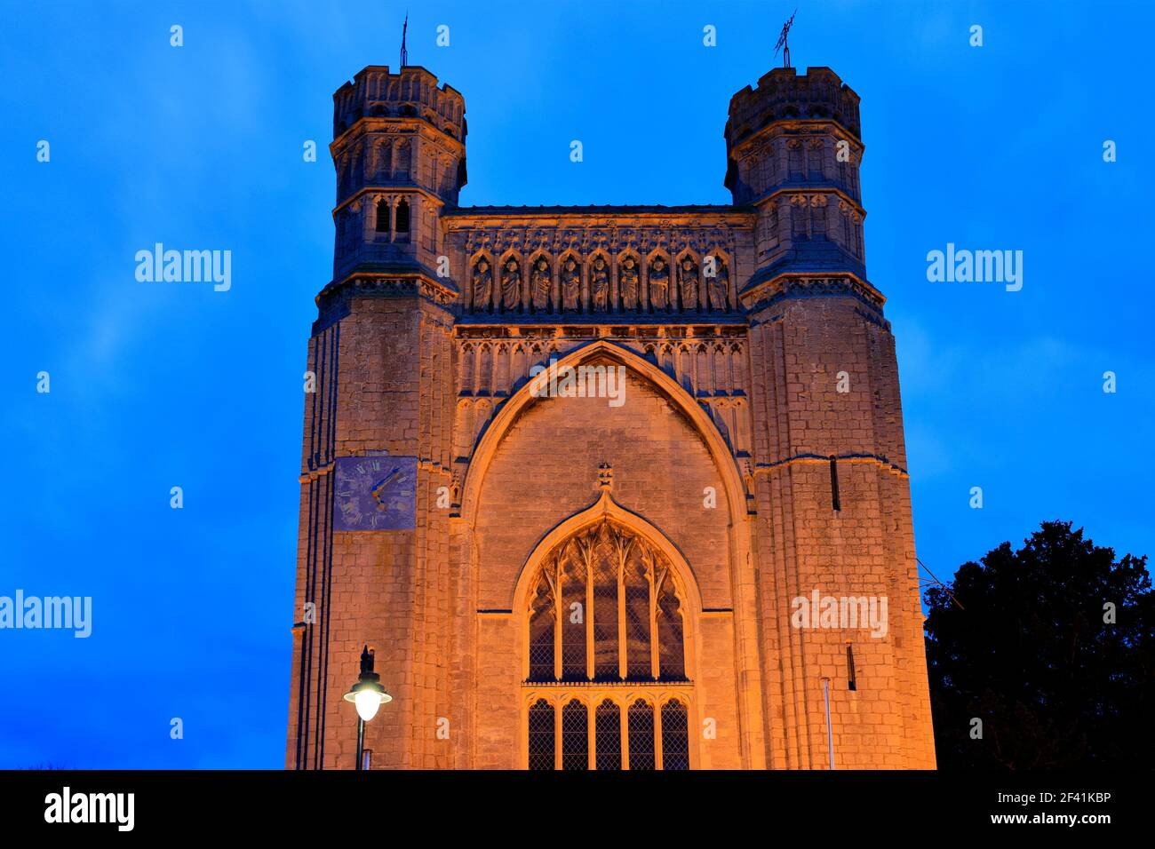 Nightime view of Thorney Abbey, St Mary and St Botolphs church, Thorney ...