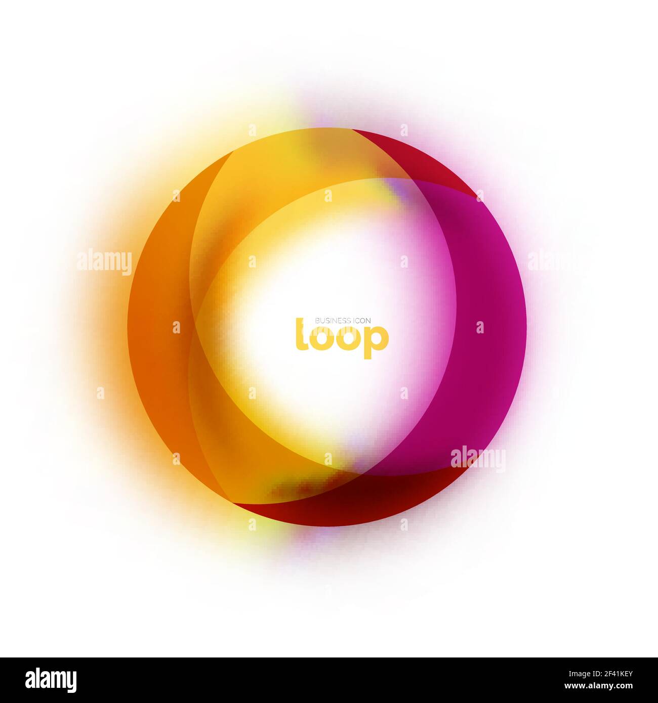 Loop circle business icon, created with glass transparent color shapes ...