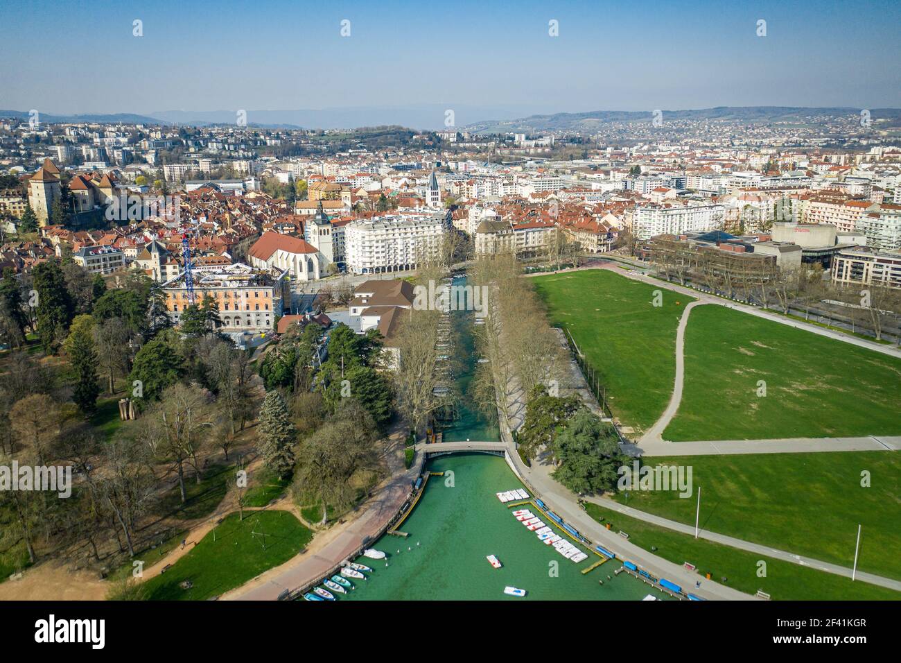 Aerial view of Annecy, France. Beautiful medieval town with historic ...