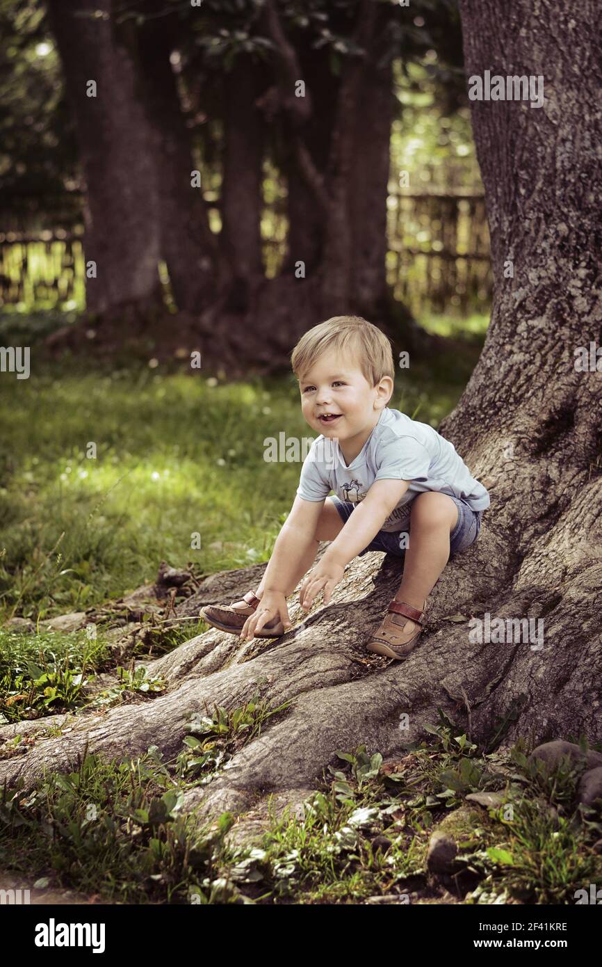 Child cute kid tree park outdoor hi-res stock photography and images ...