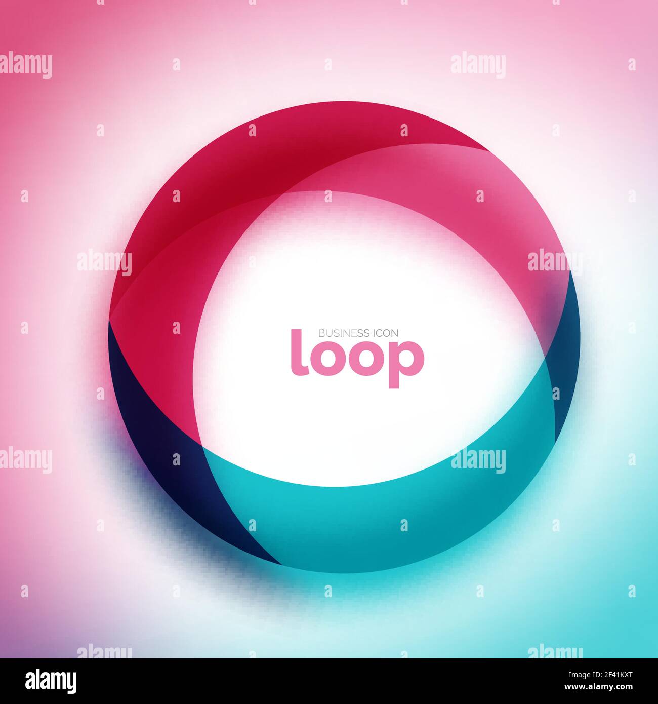 Loop circle business icon, created with glass transparent color shapes ...