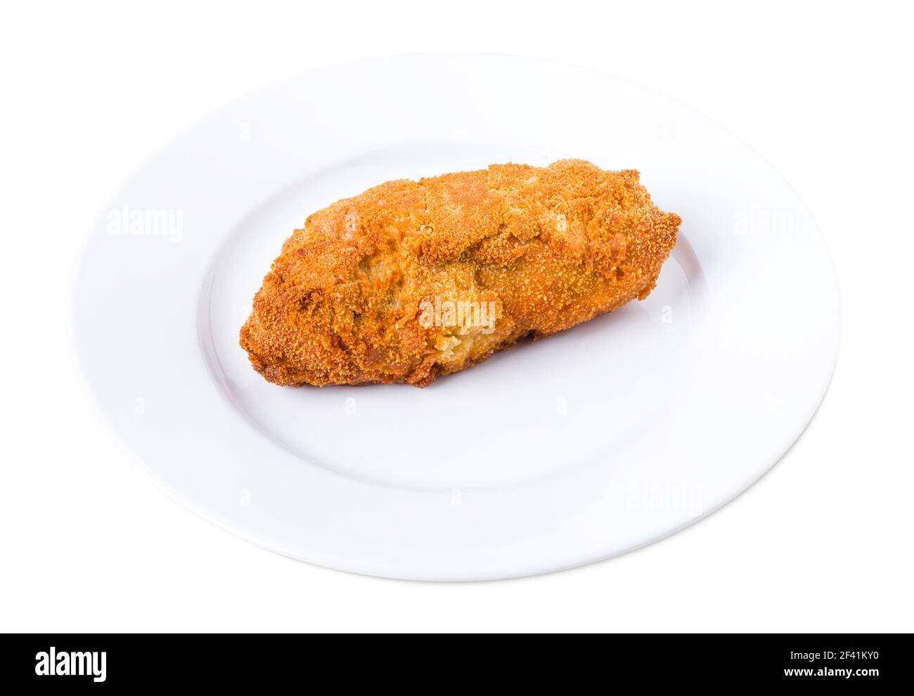 Delicious kiev chicken cutlet in ukrainian style. Isolated on a white ...