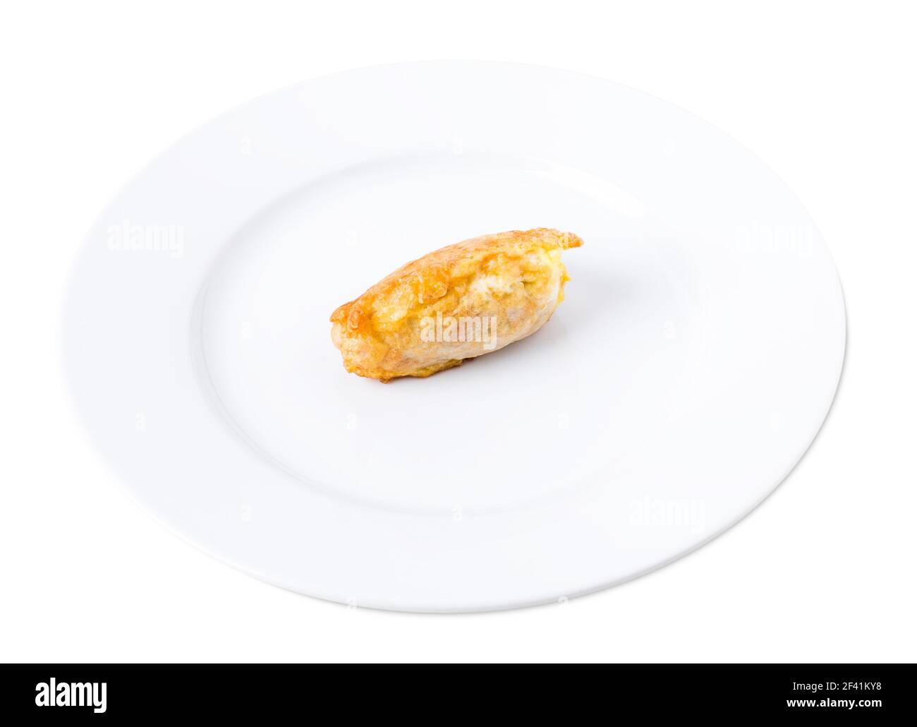 Delicious battered chicken fillet. Isolated on a white background Stock ...