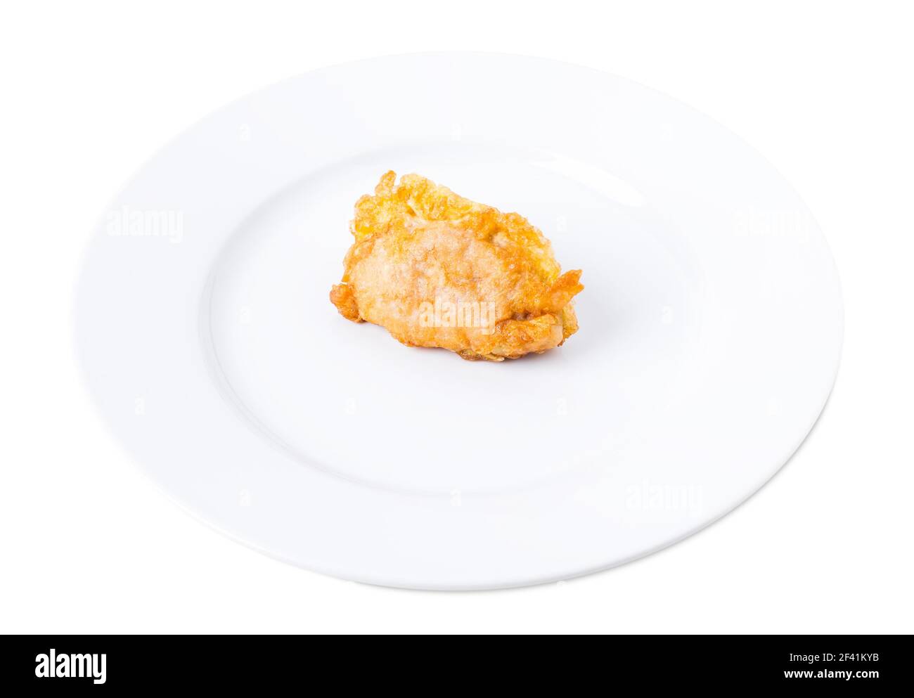 Delicious battered chicken fillet. Isolated on a white background Stock ...