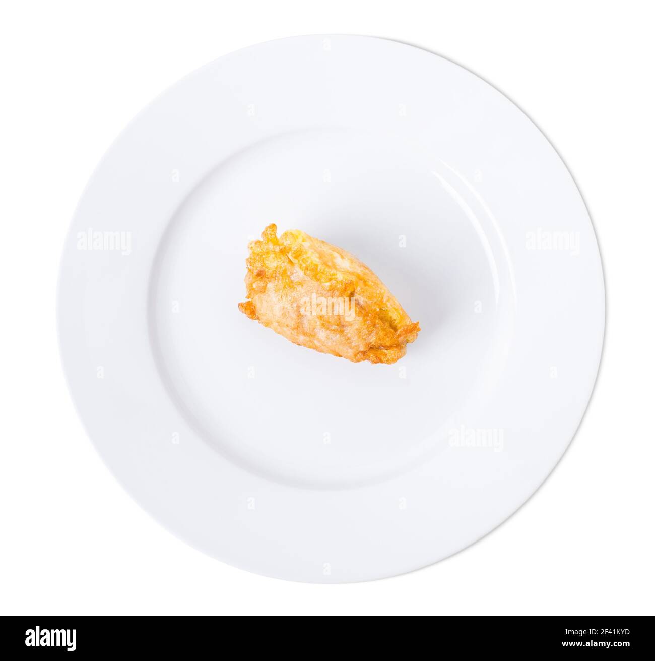Delicious battered chicken fillet. Isolated on a white background Stock ...