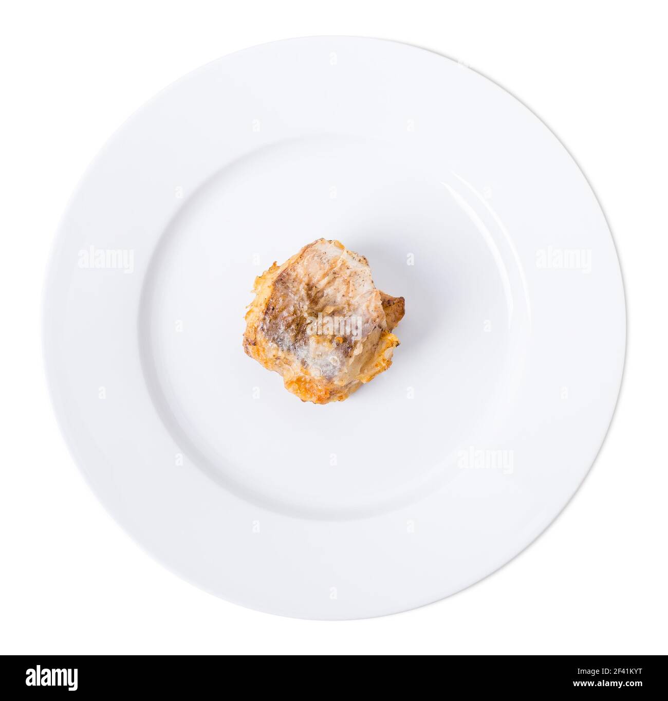 Battered hake fish. Isolated on a white background Stock Photo - Alamy