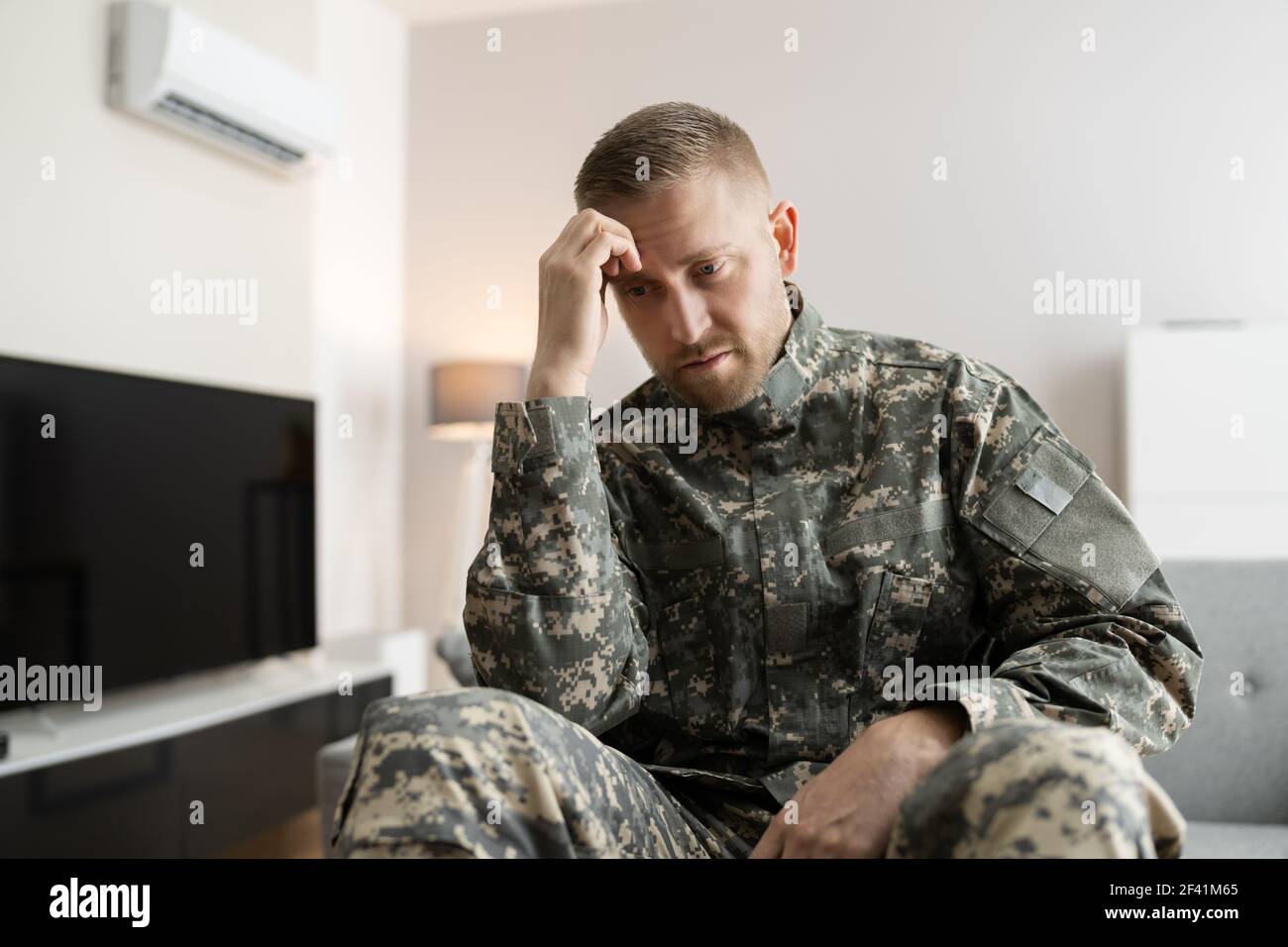 Disabled Military Soldier In Wheelchair With PTSD After Injury And ...