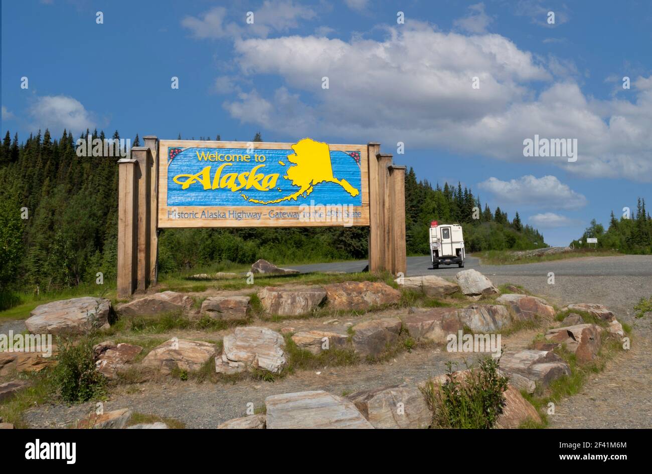 North America; Canada; Yukon Territory; Alaska Highway; Alaska Border ...