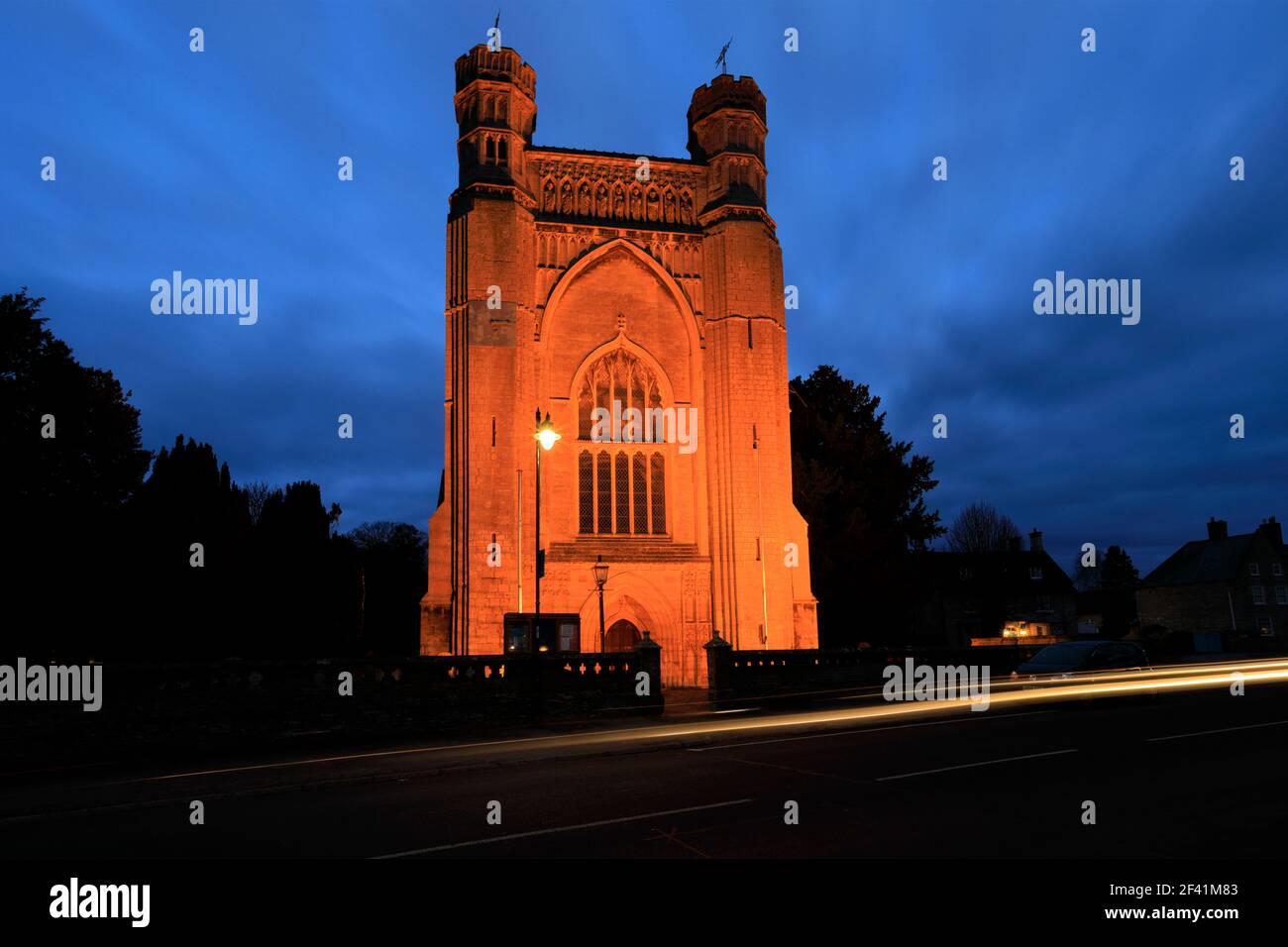 Nightime view of Thorney Abbey, St Mary and St Botolphs church, Thorney ...