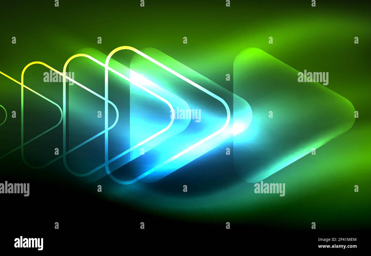 Glowing vector triangle geometric shapes in dark space. Glowing vector ...