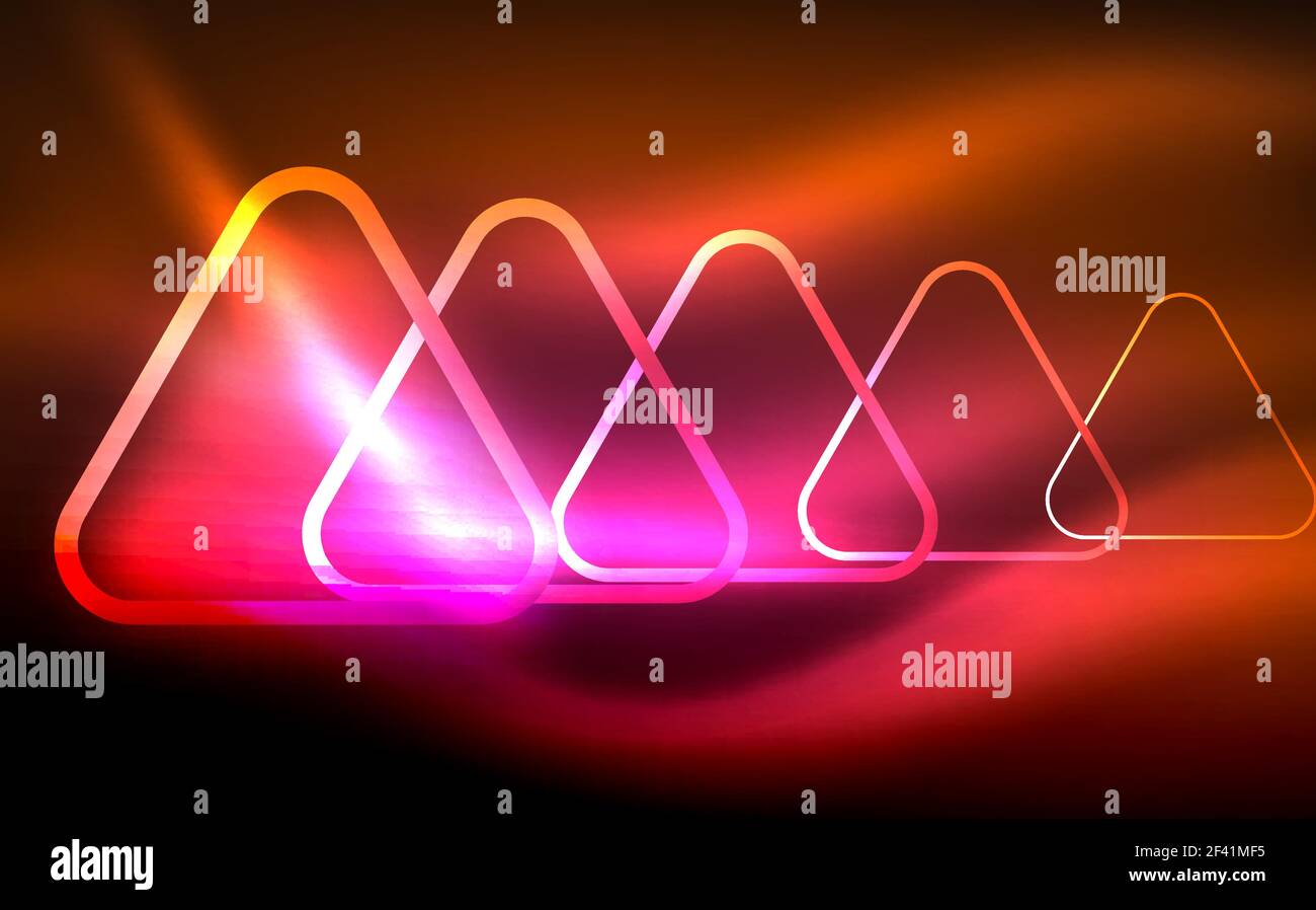 Glowing vector triangle geometric shapes in dark space. Glowing vector ...