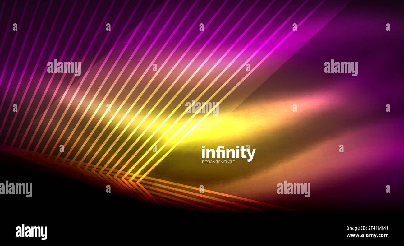 Shiny straight lines on dark background, techno digital modern template ...