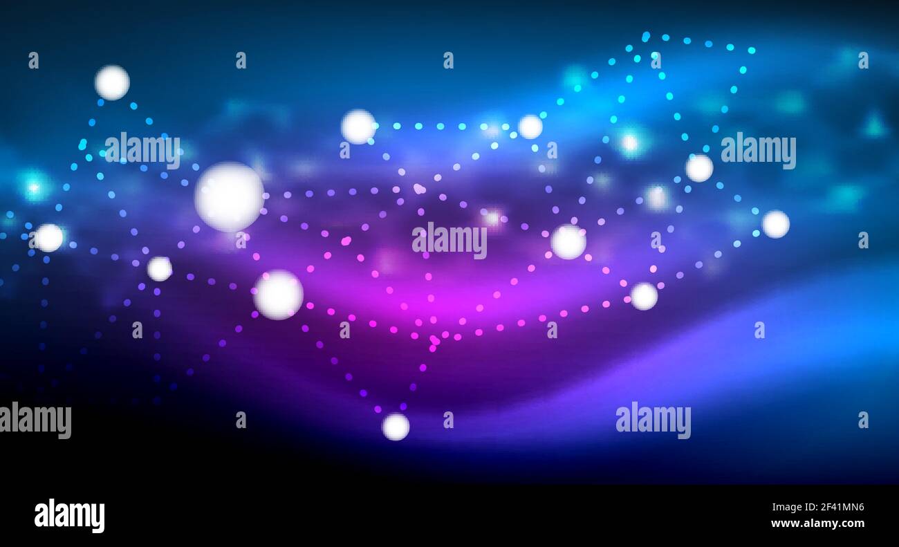 Shiny stars, neon glowing digital connected light dots. Shiny stars ...