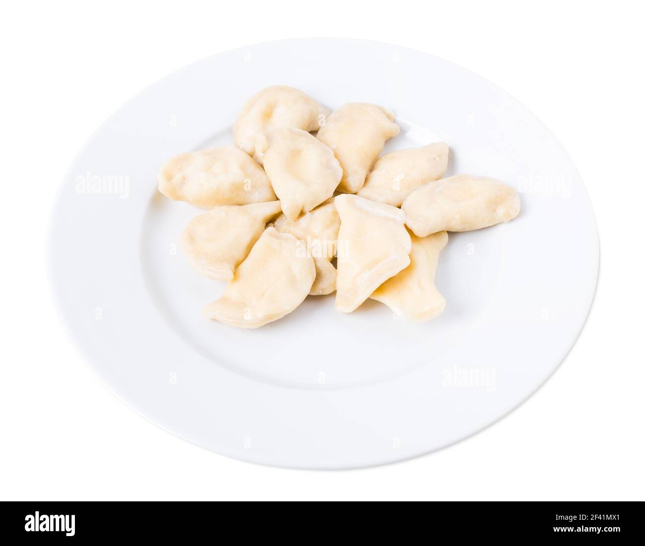 Ukrainian dumplings vareniki with cottage cheese. Isolated on a white ...