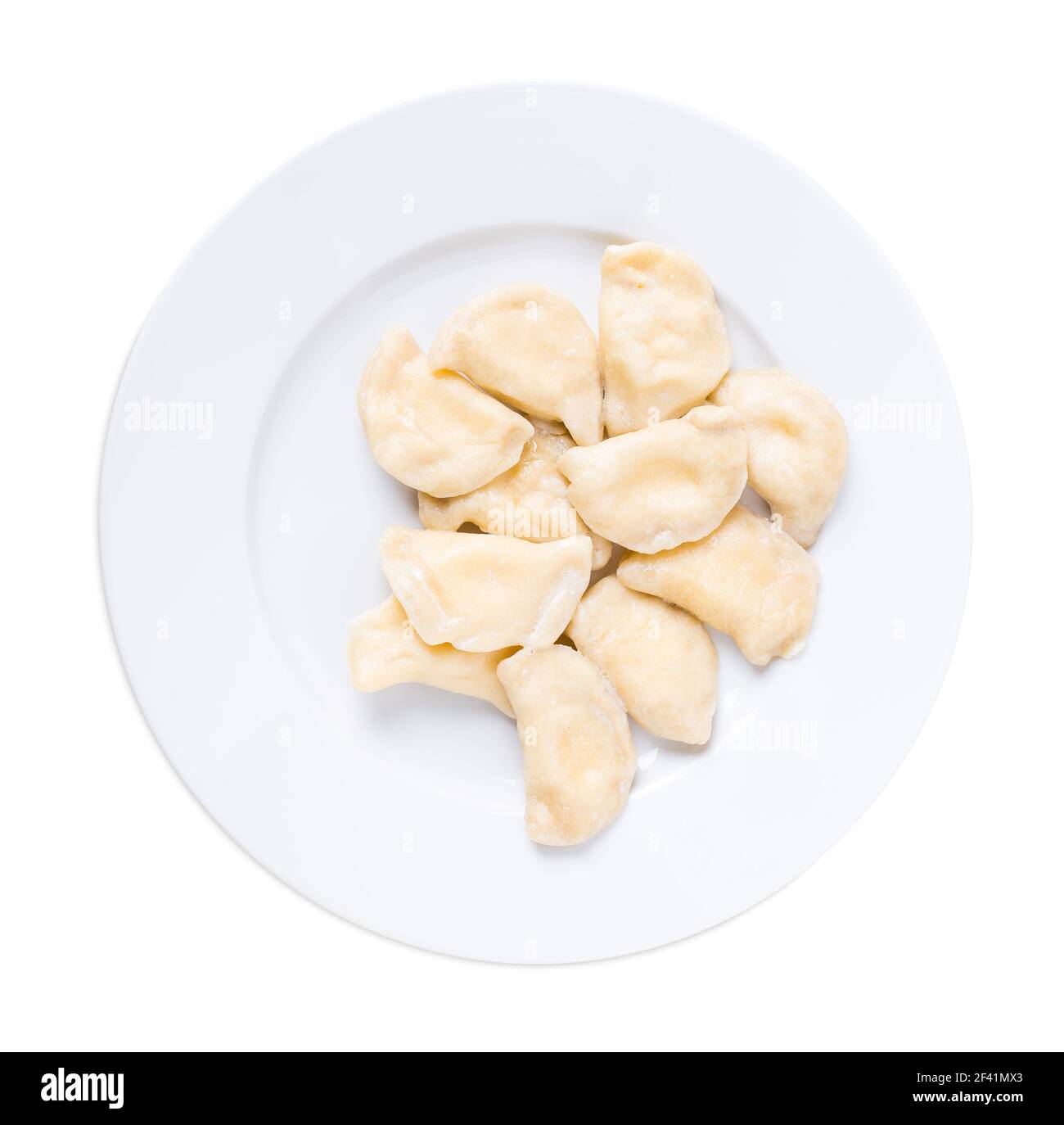 Ukrainian dumplings vareniki with cottage cheese. Isolated on a white ...