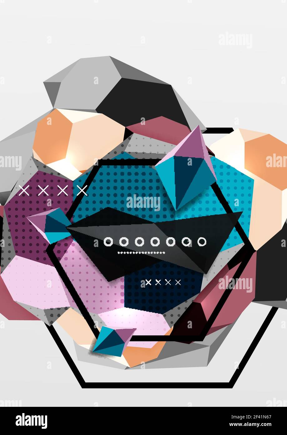 Color 3d geometric composition poster. Color 3d geometric composition ...