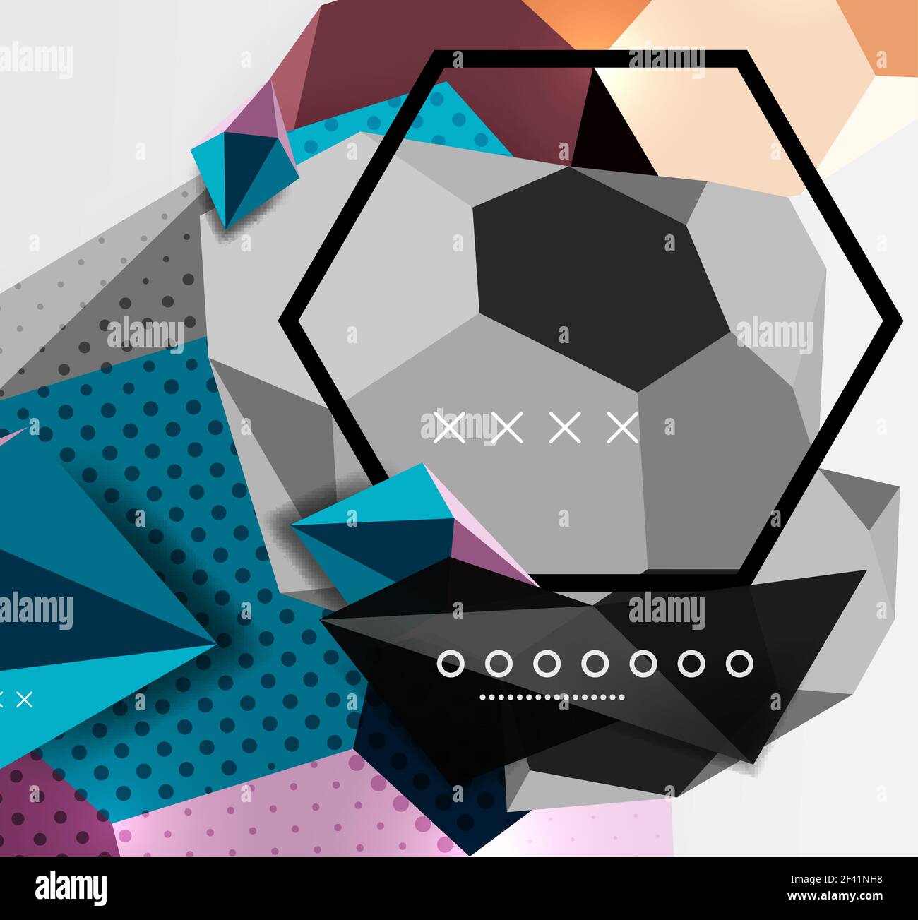 Color 3d geometric composition poster. Color 3d geometric composition ...