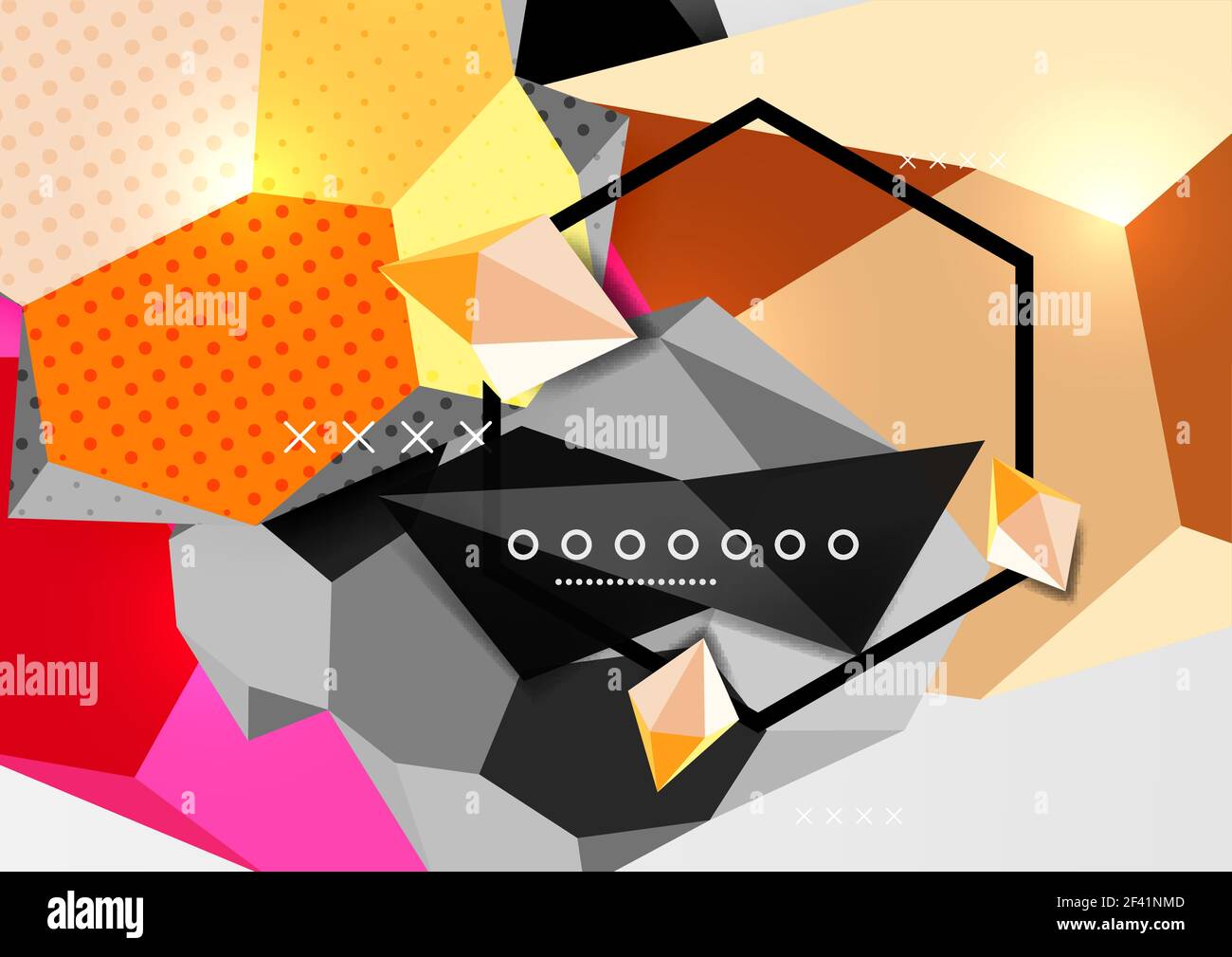 Color 3d geometric composition poster. Color 3d geometric composition ...