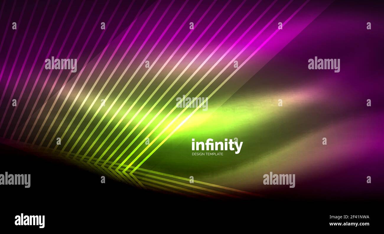 Shiny straight lines on dark background, techno digital modern template ...