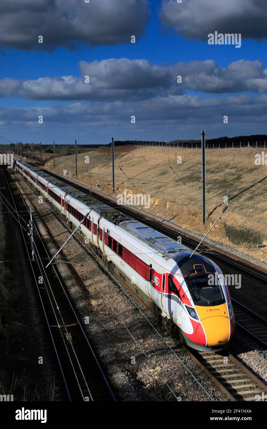 LNER Azuma train, Class 800, East Coast Main Line Railway, Newark on ...