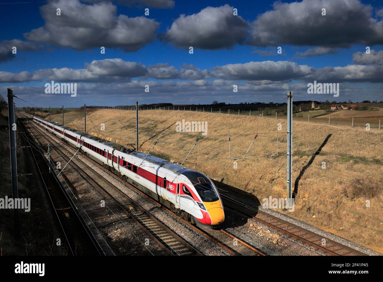 LNER Azuma train, Class 800, East Coast Main Line Railway, Newark on ...