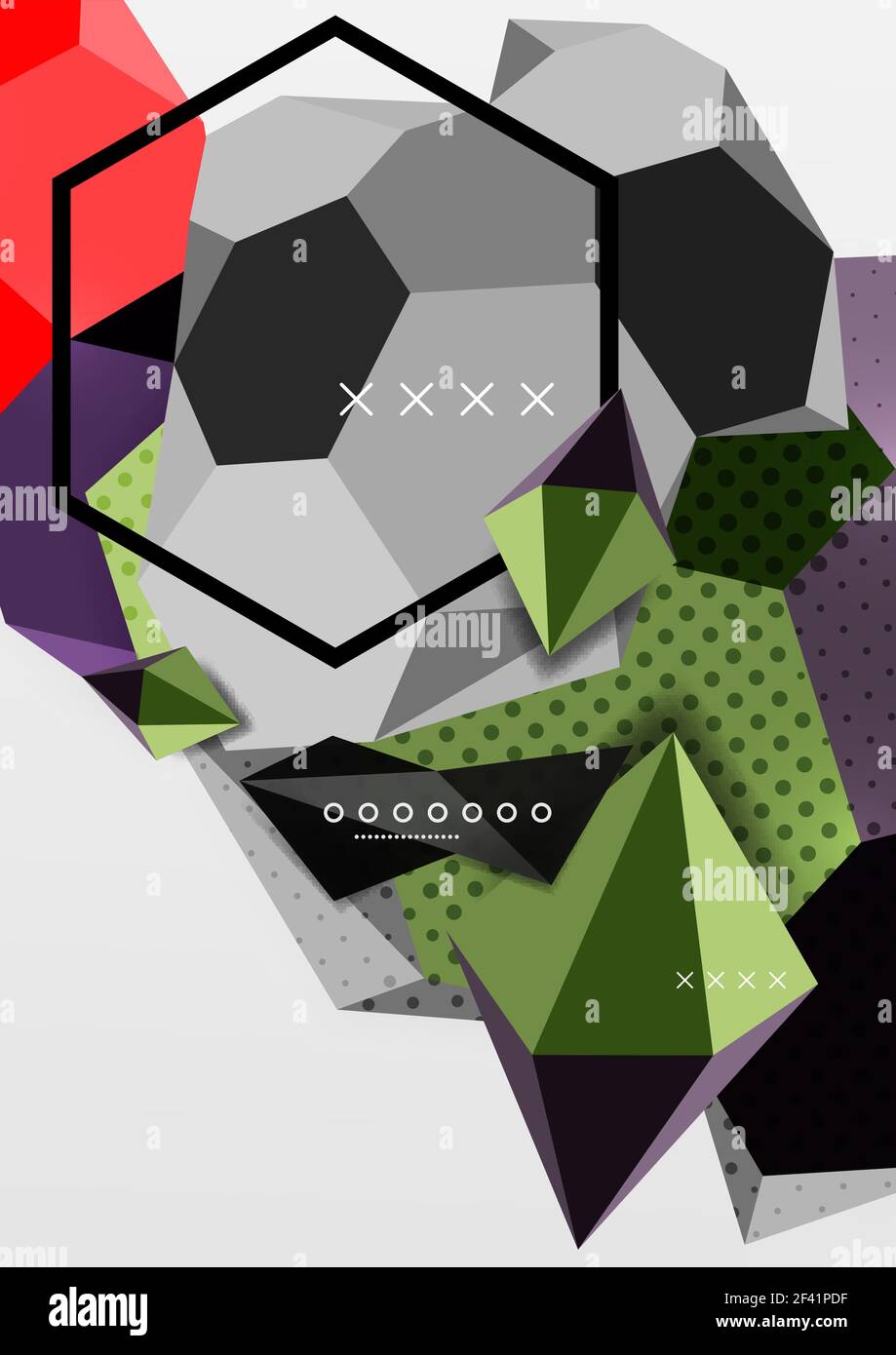 Color 3d geometric composition poster. Color 3d geometric composition ...