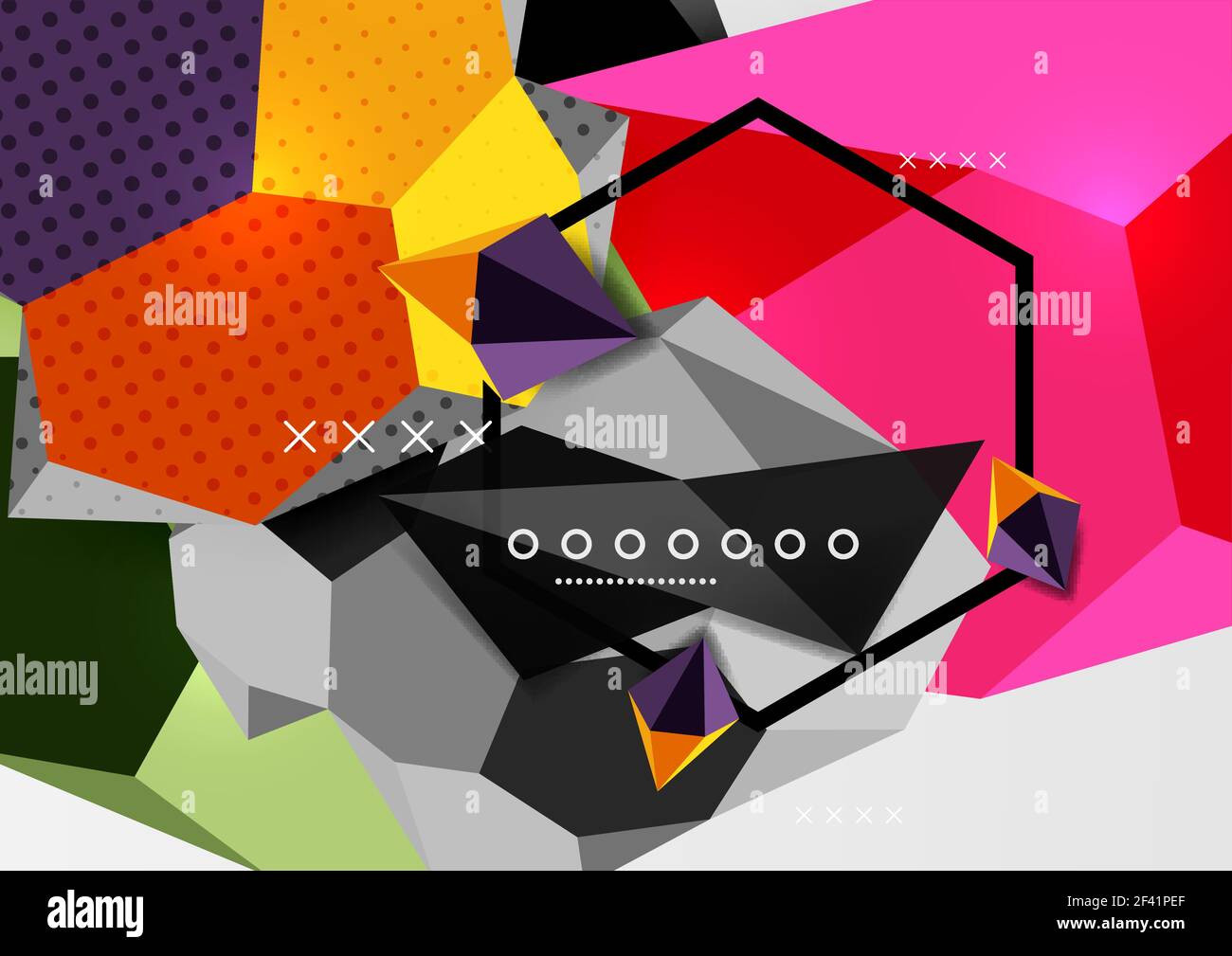 Color 3d geometric composition poster. Color 3d geometric composition ...