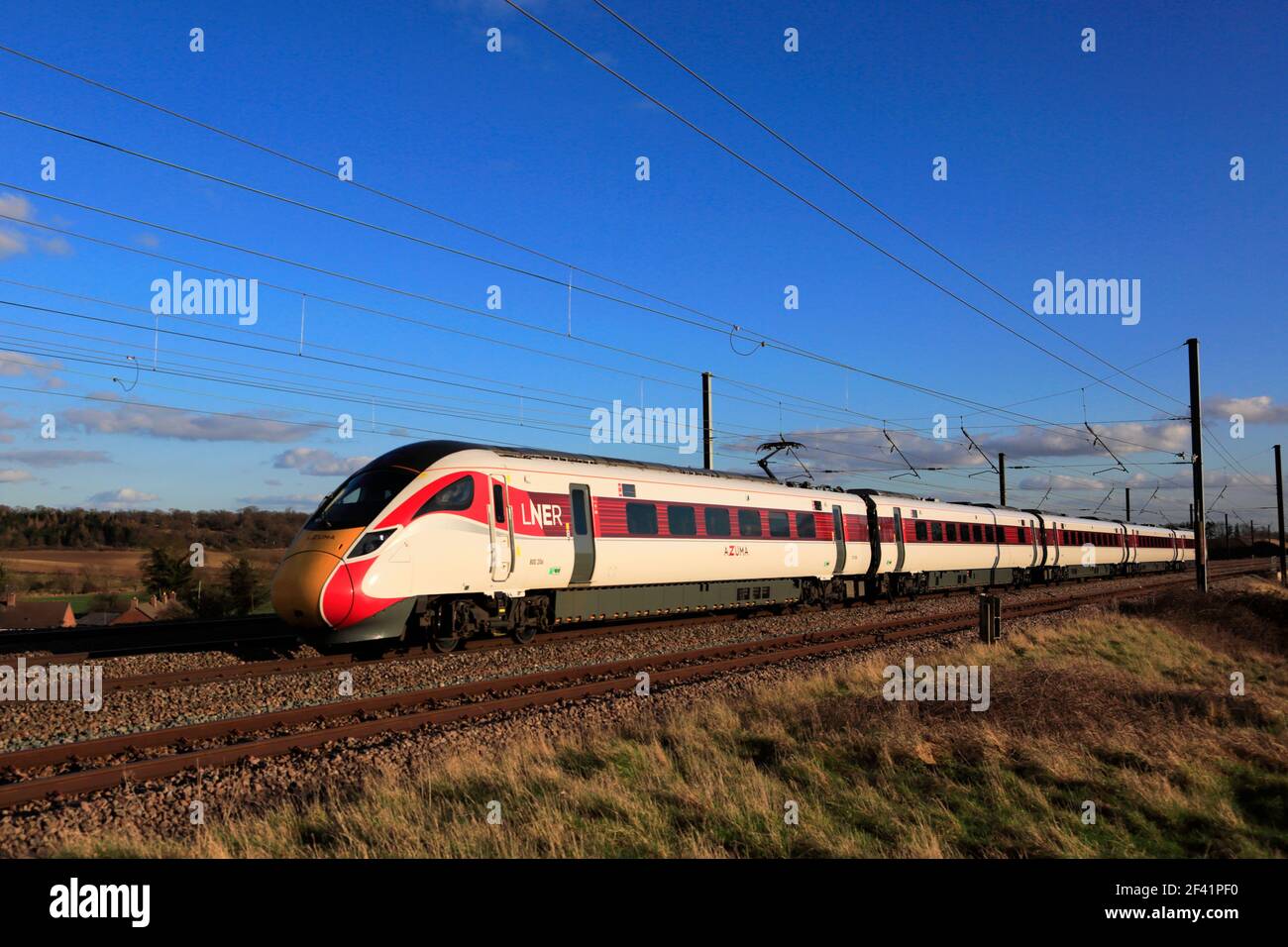 LNER Azuma train, Class 800, East Coast Main Line Railway, Newark on ...