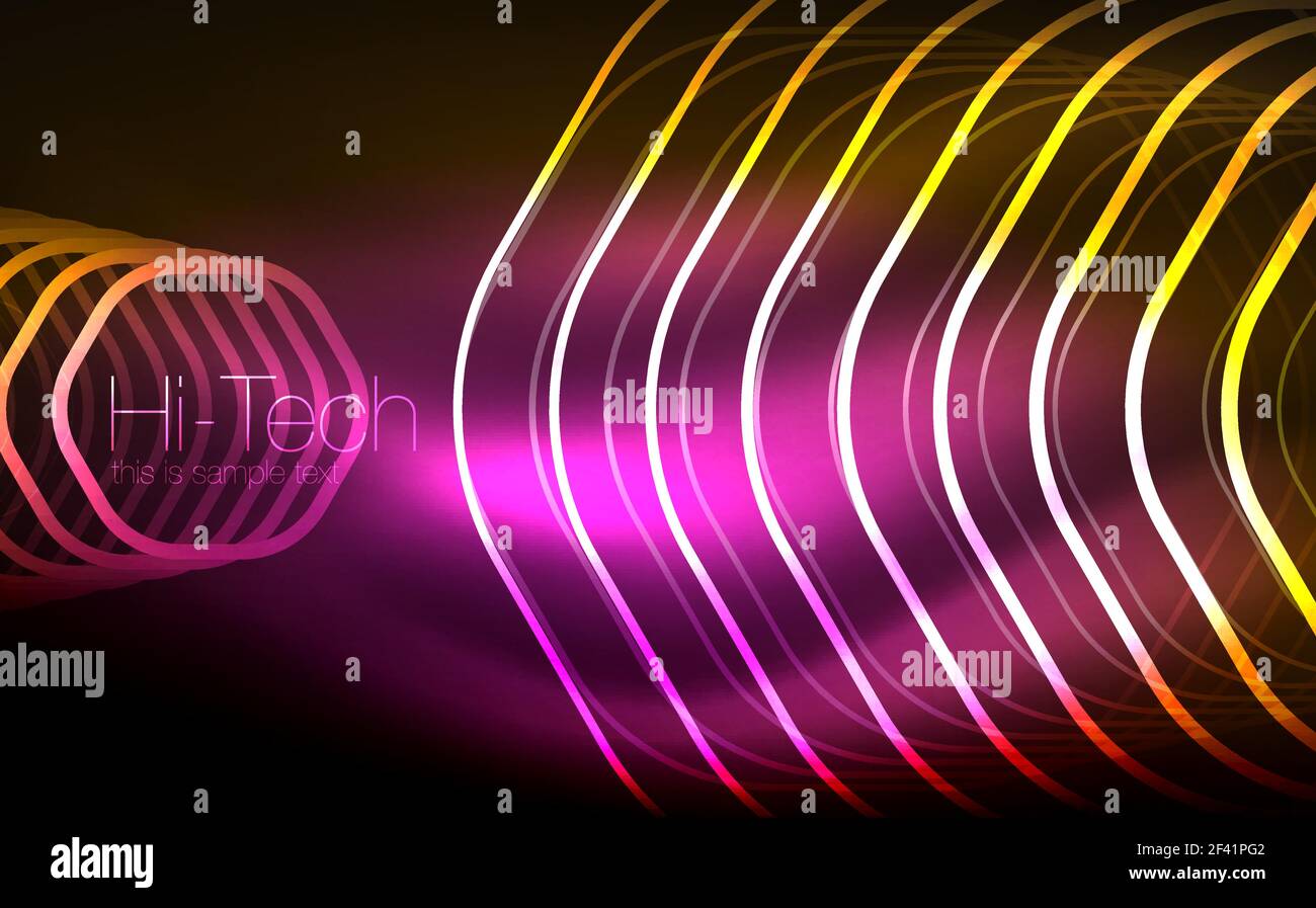 Outline hexagons, glowing geometric shapes, digital techno abstract ...