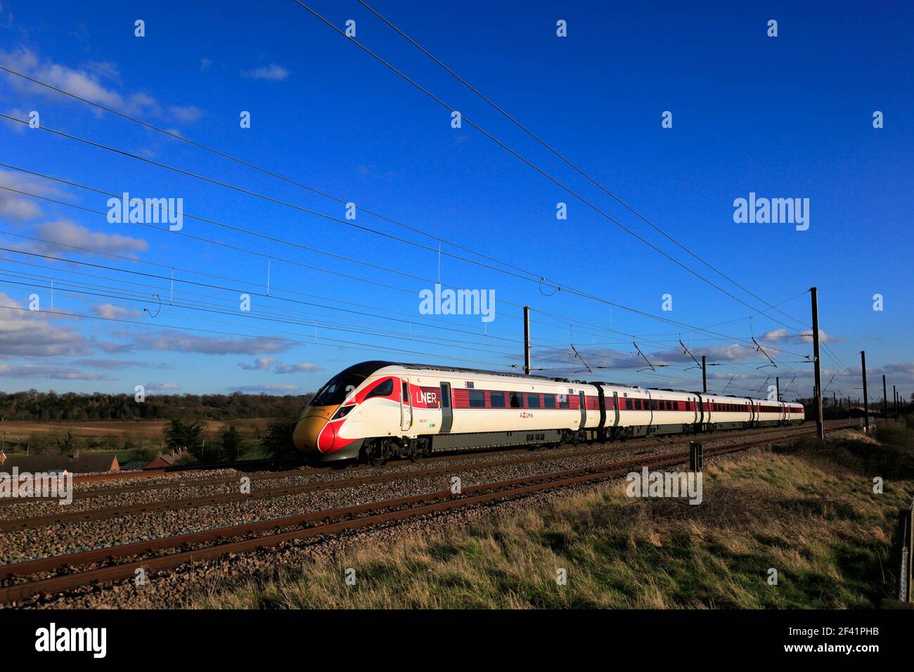LNER Azuma train, Class 800, East Coast Main Line Railway, Newark on ...