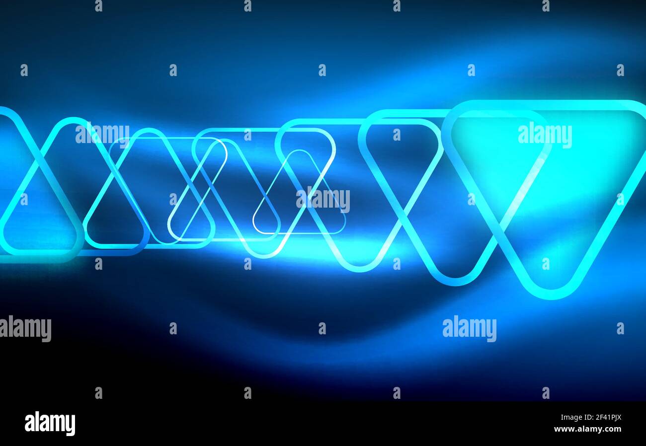 Glowing vector triangle geometric shapes in dark space. Glowing vector ...