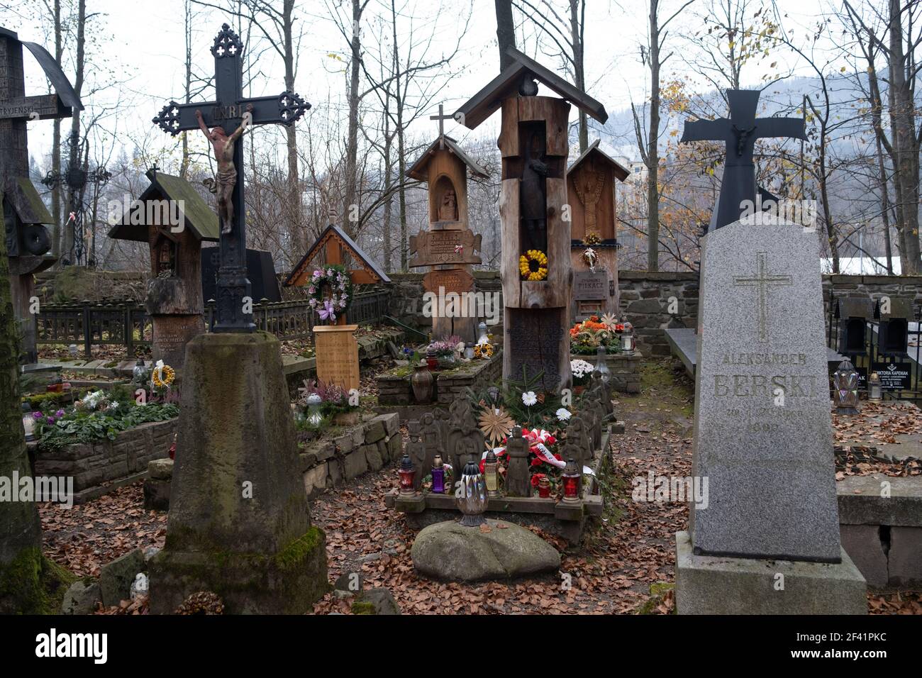 Poland, Zakopane - 13 November 2020: the Cemetery of Merit at Peksowy ...