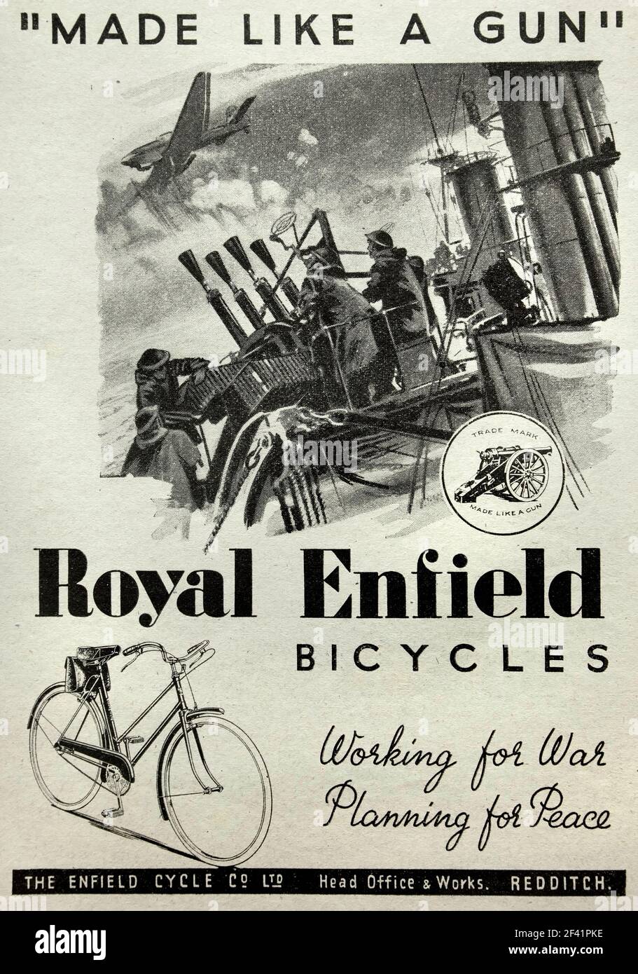 Vintage 1944 advertisement for British Royal Enfield bicycles Stock Photo - Alamy