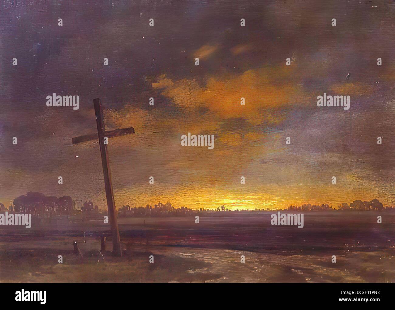 Maxim Nikiforovich Vorobiev - Landscape with Cross Lithuania Stock ...