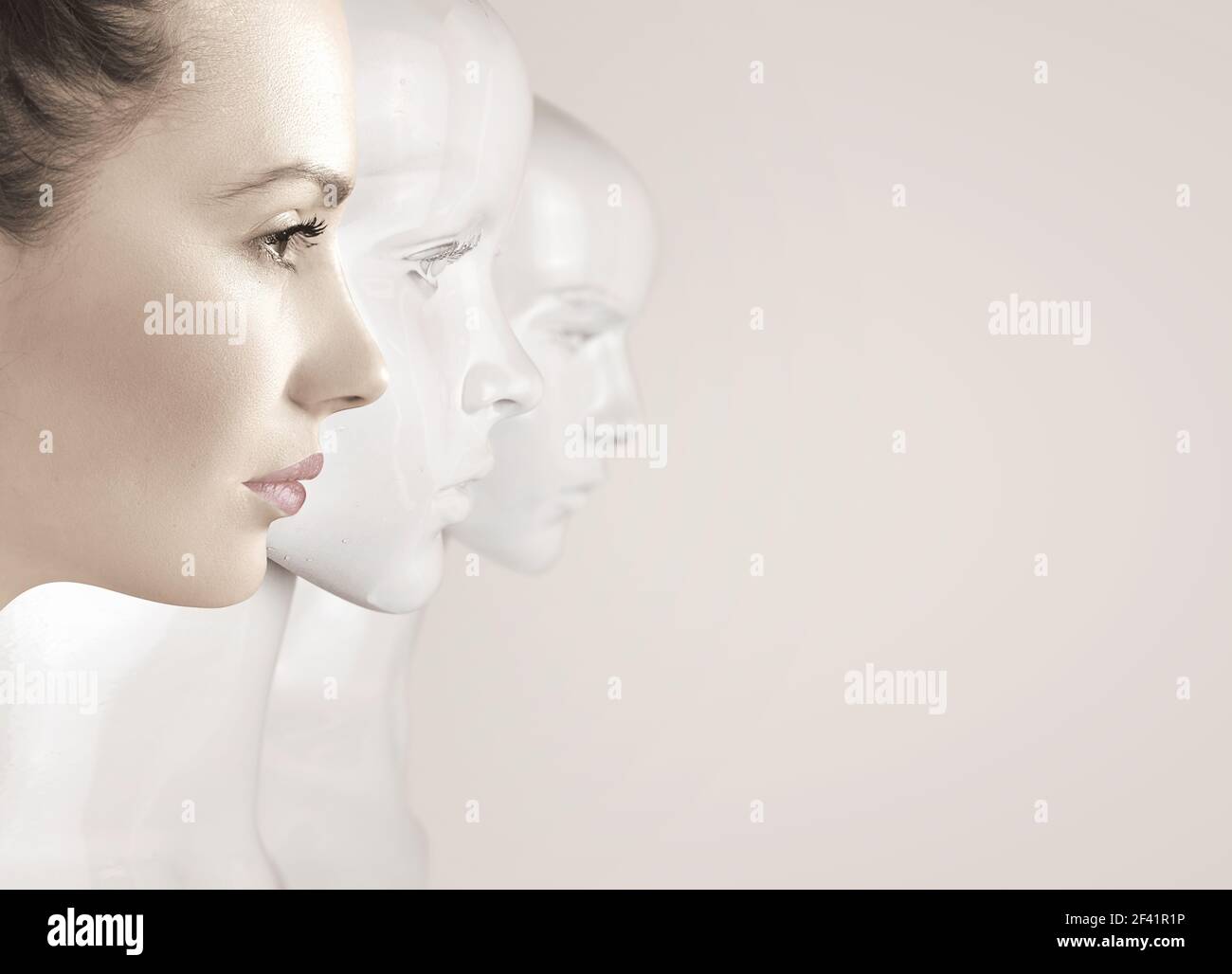 Woman and robots - artificial intelligence concept Stock Photo - Alamy