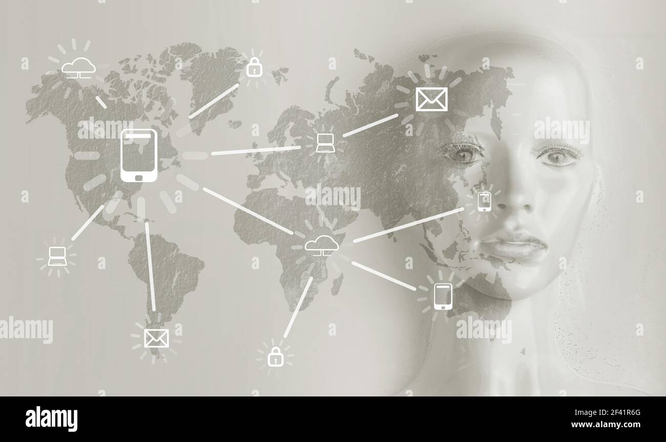 Artificial intelligence concept - globalization, Internet, network ...