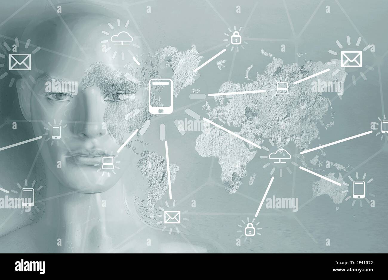 Artificial intelligence concept - globalization, Internet, network ...