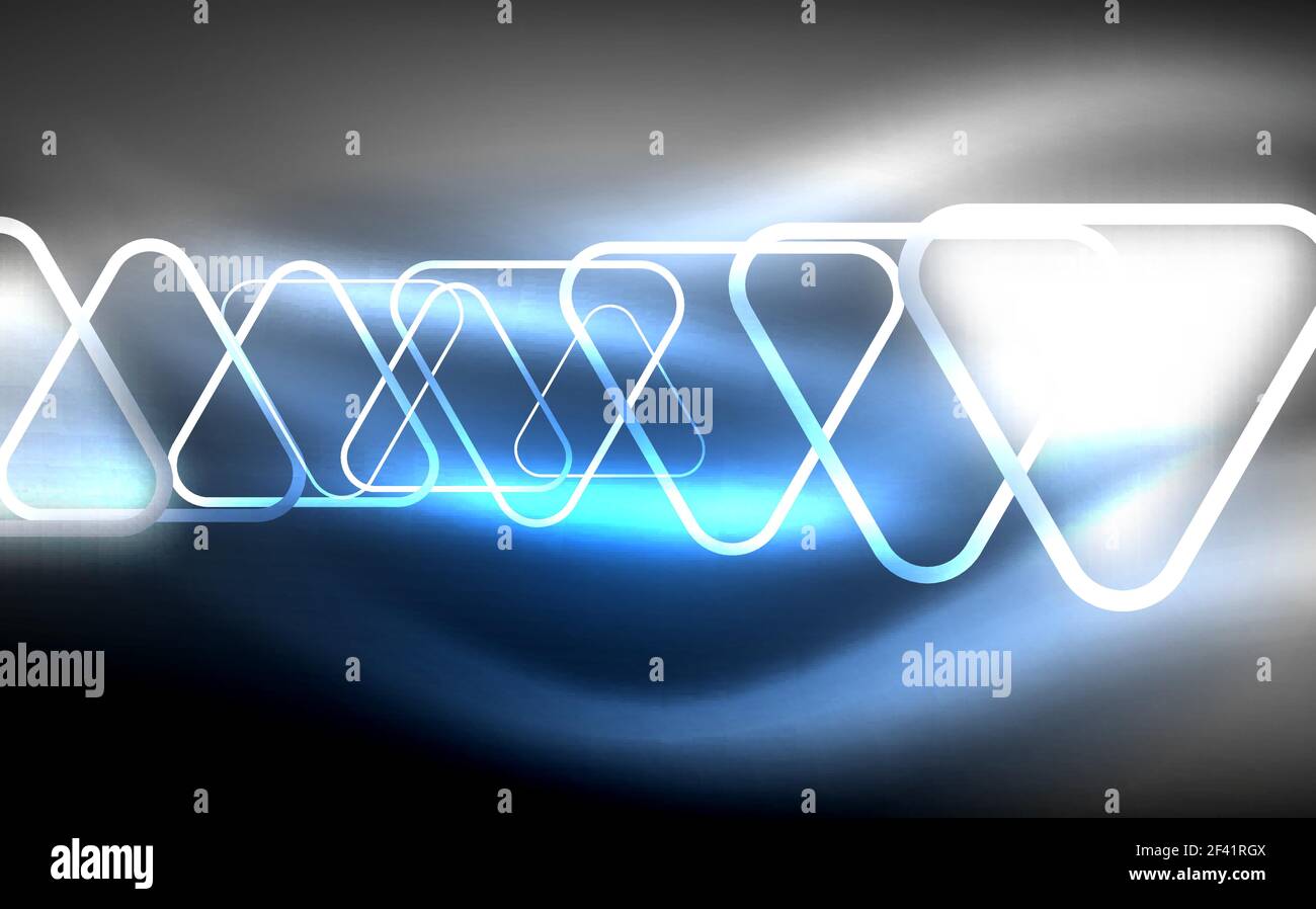 Glowing vector triangle geometric shapes in dark space. Glowing vector ...
