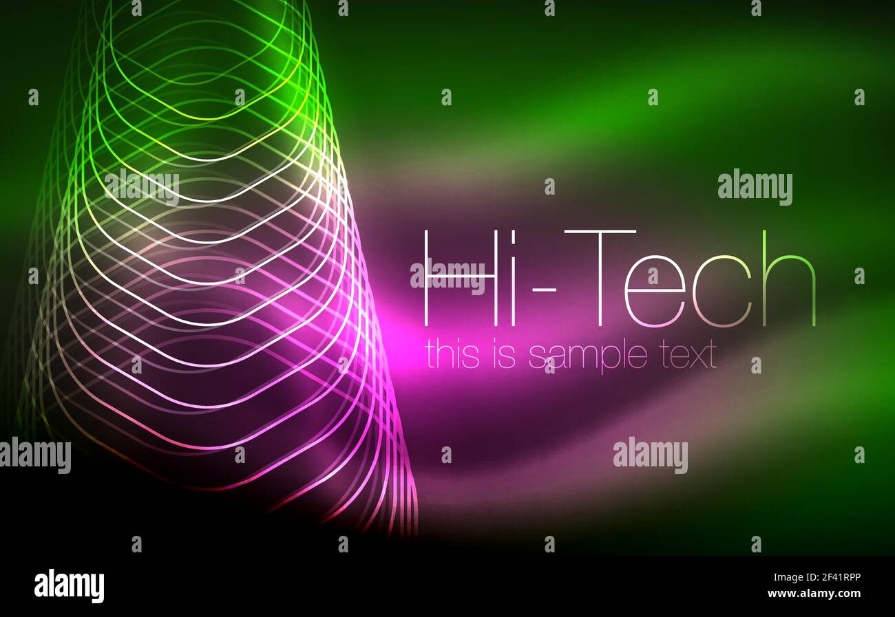 Outline hexagons, glowing geometric shapes, digital techno abstract ...